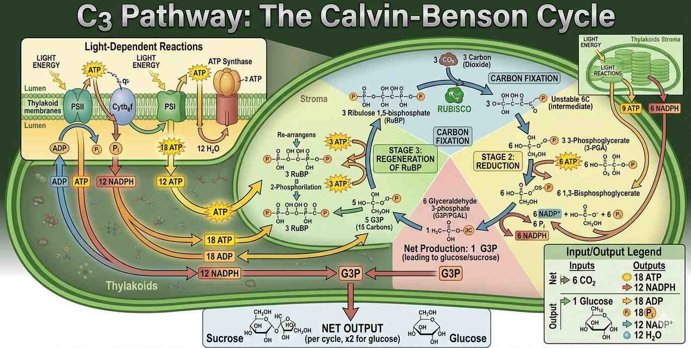 C3 Pathway (Calvin–Benson Cycle): Complete Explanation - Microbiology Notes