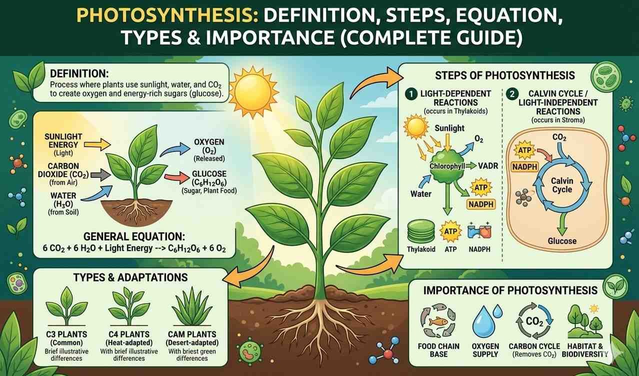 Photosynthesis: Definition, Steps, Equation, Types & Importance ...