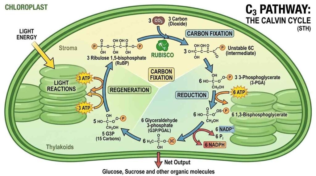 C3 Pathway (Calvin–Benson Cycle): Complete Explanation - Microbiology Notes